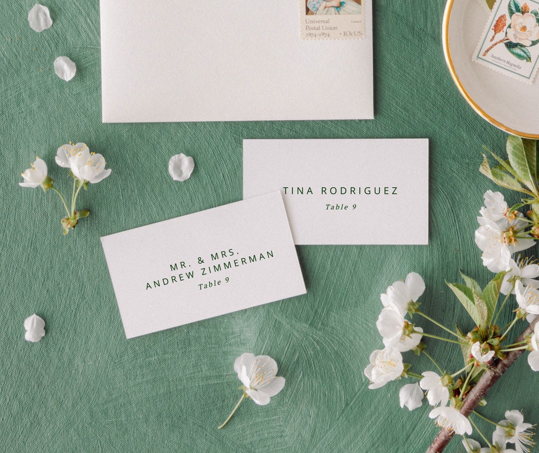 Minimalist Printable Place Card Template | Simple Printable DIY Wedding ...
