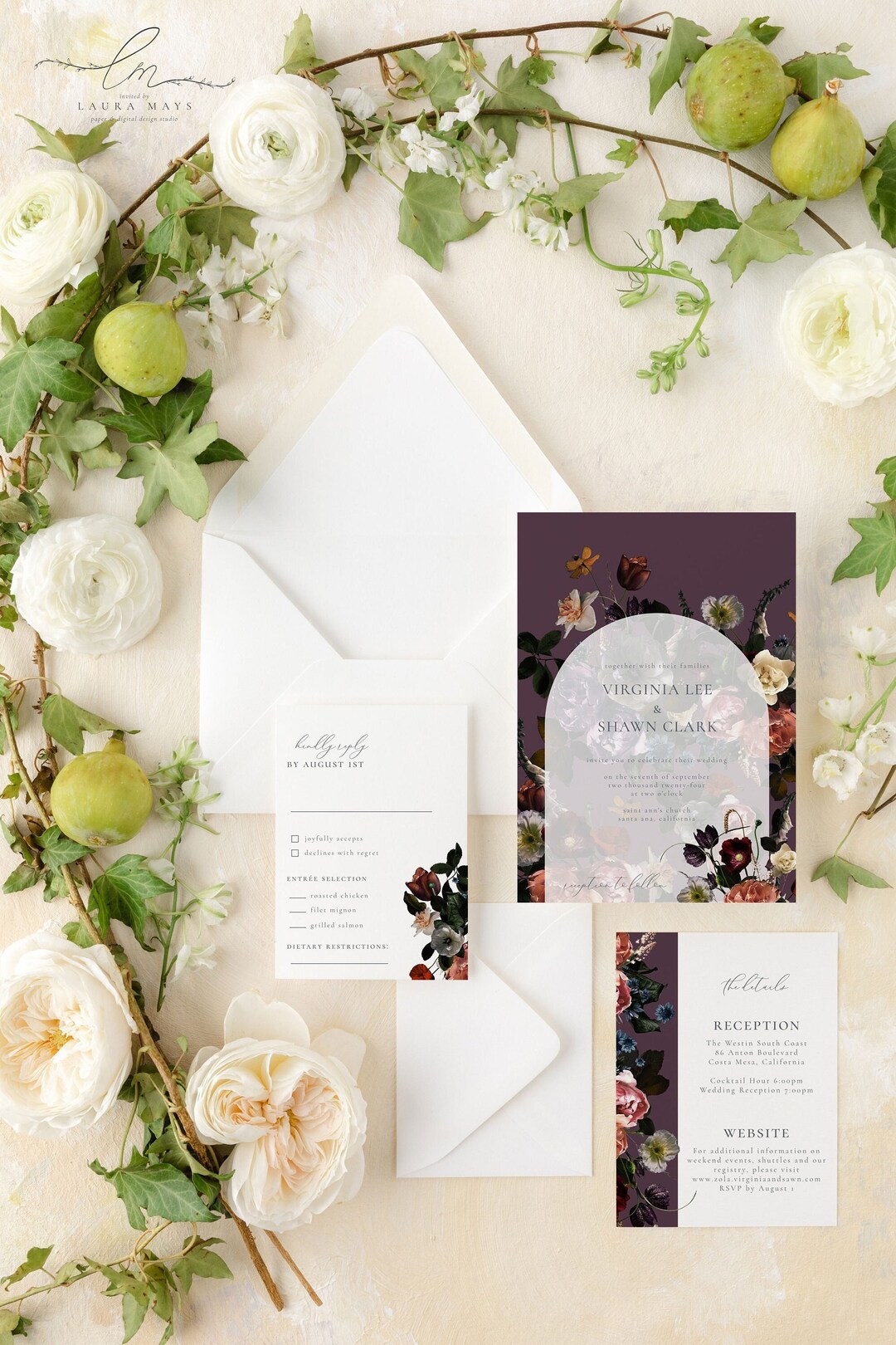 VIRGINIA | Wedding Invite Set, Printable Templates, Moody Wedding ...