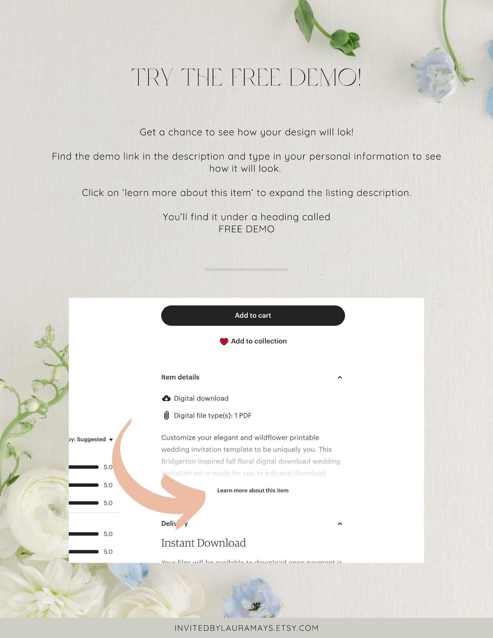 KAYLA | Invitation Only - Pastel Floral Frame Wedding Invite Download ...