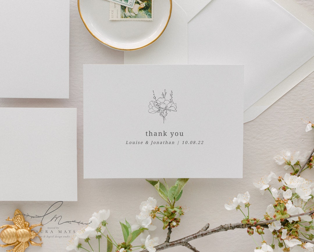 Floral Folded Thank You Card Template | Simple Folding Editable Thank ...