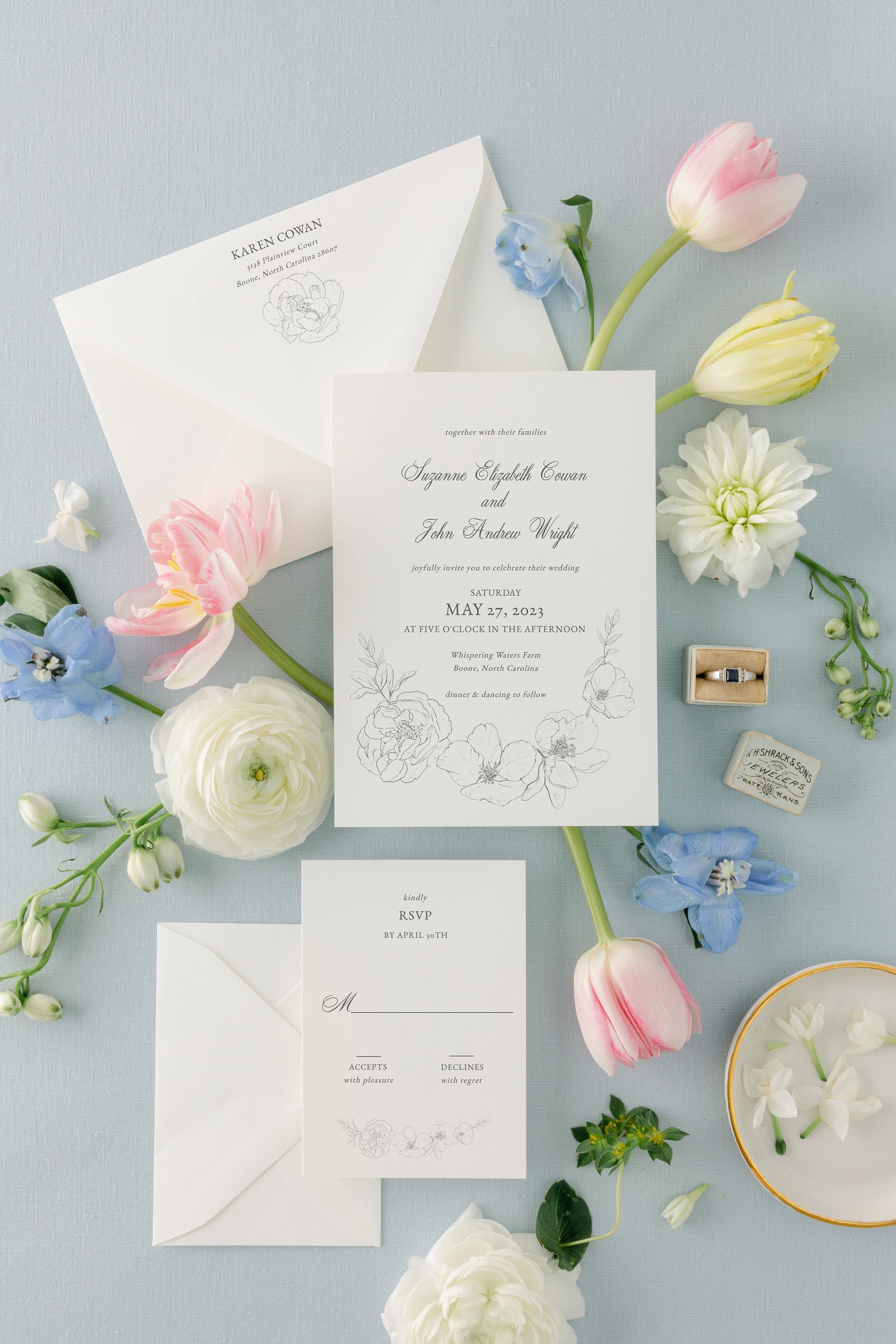 Classic Floral Wedding Invitation Template Set | Timeless Fine Art ...