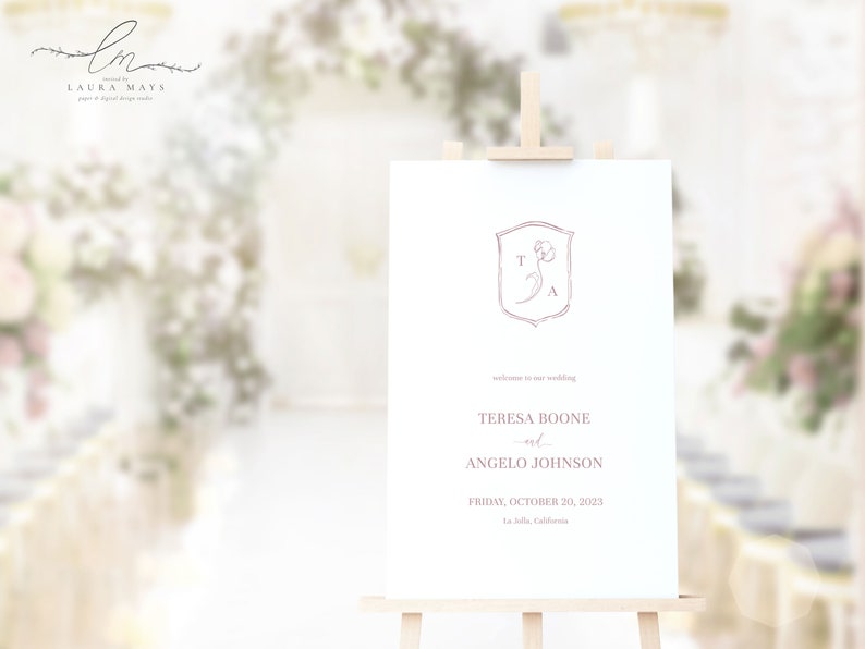 TERESA | Botanical Wedding Welcome Sign, Minimalist Wedding Poster ...