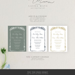 Vintage Frame Wedding Invitation Suite Template Printable - Etsy