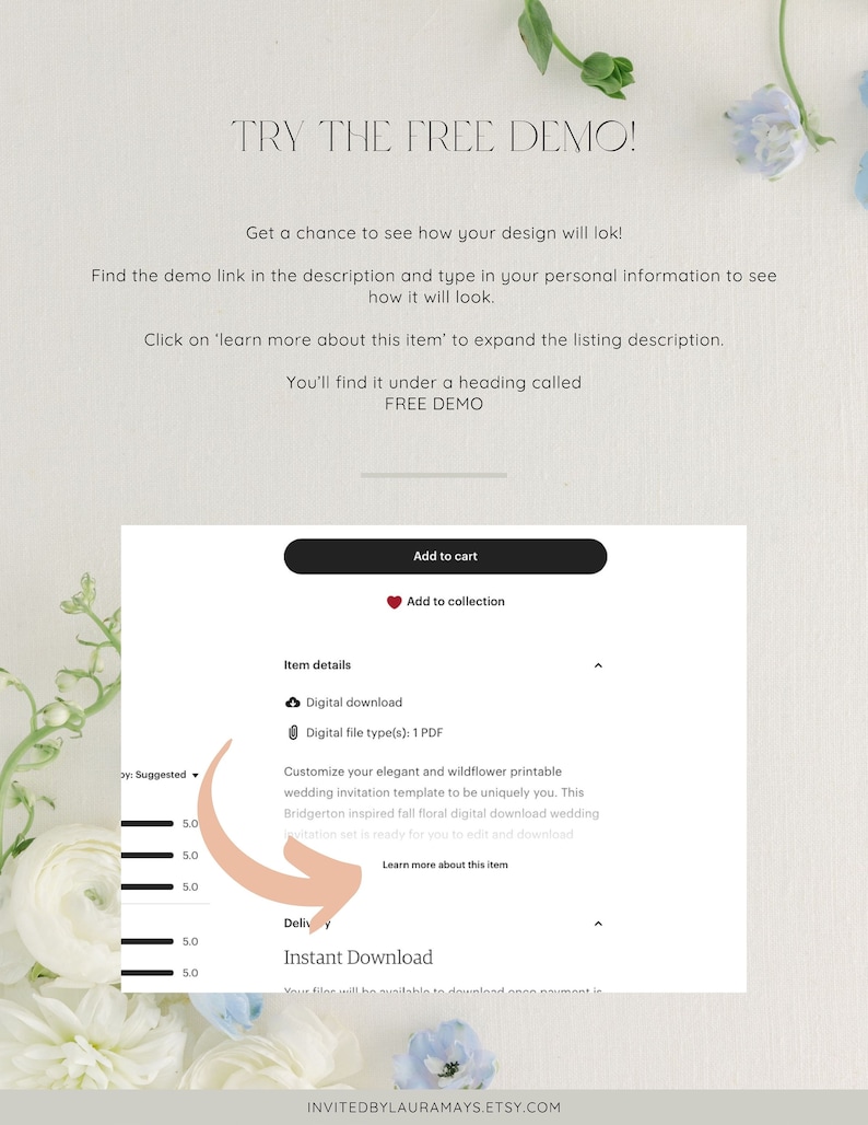 ALLYSON | Invitation Only, Floral Wedding Invitation Template With Pink ...