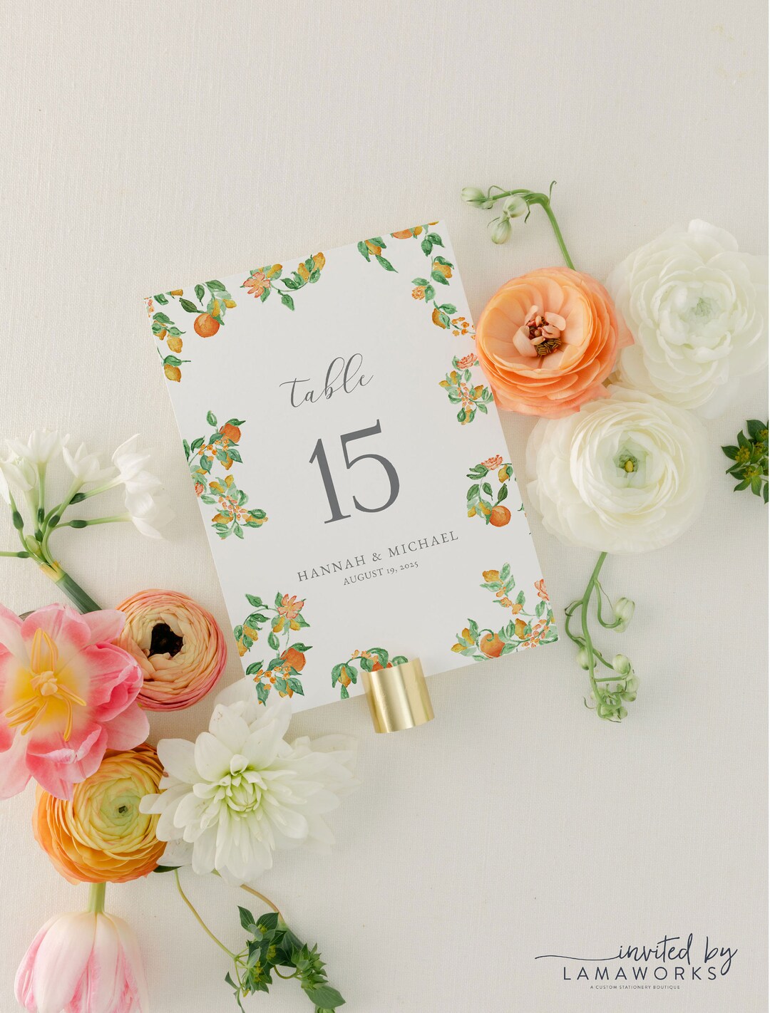 HANNAH Citrus Table Numbers, Printable Table Number Template, Orange ...