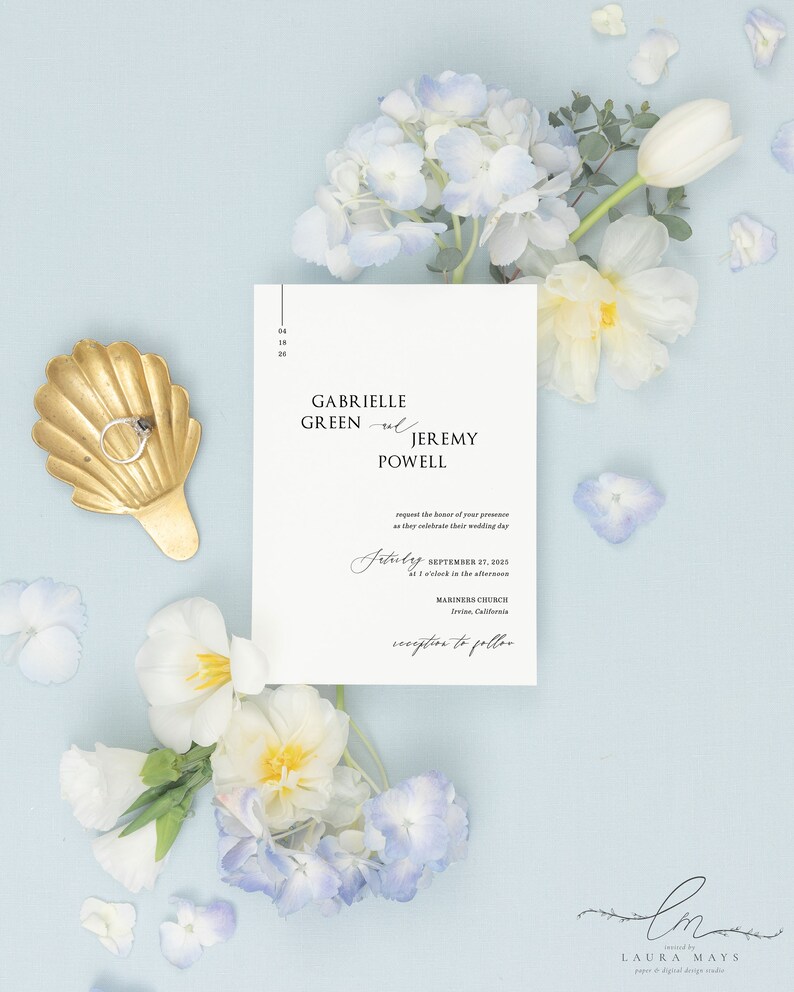 GABRIELLE | Modern Wedding Invitation Template, Editable Minimalist ...