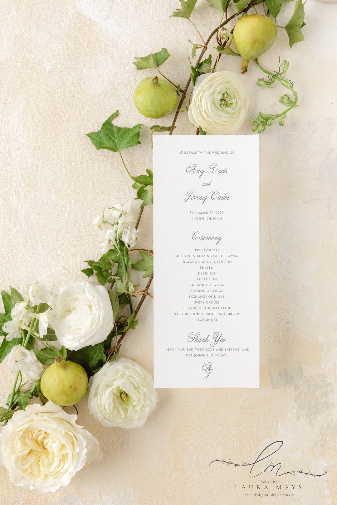 Elegant Wedding Program Template | Simple Editable Tall Wedding ...