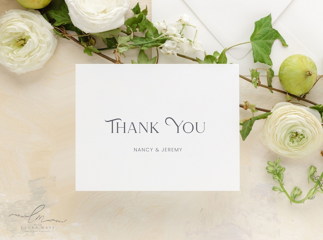 NANCY Thank You Card Template, Folding, Modern Thank You Card, Wedding ...