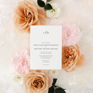 CORA| Elegant Wedding Invitation Suite Template With Simple Floral ...