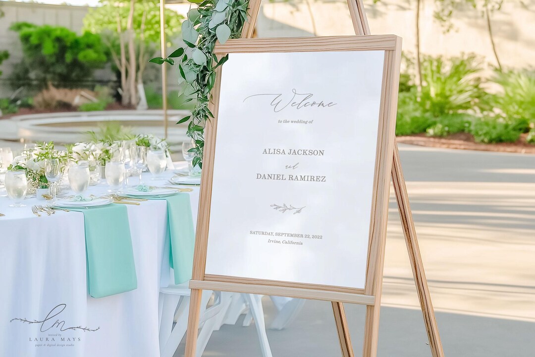 ALISA | Minimalist Wedding Welcome Sign Template, Elegant Welcome ...