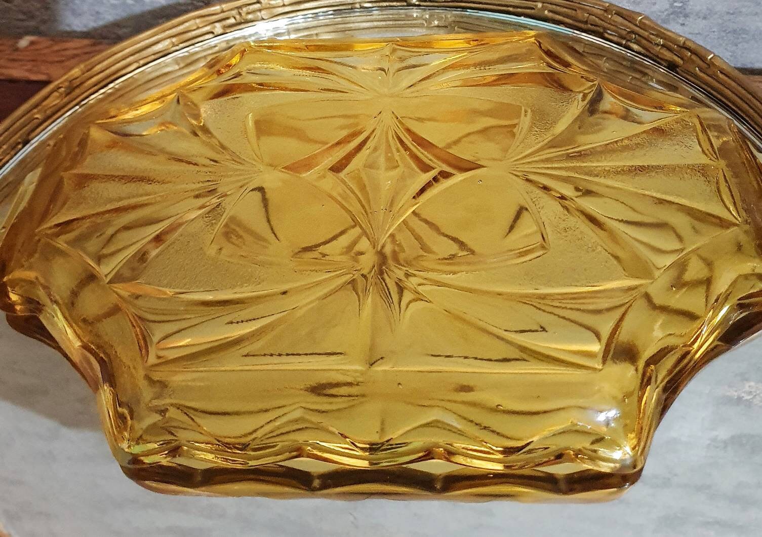 Art Deco Vintage Amber Glass Vanity Set | Etsy