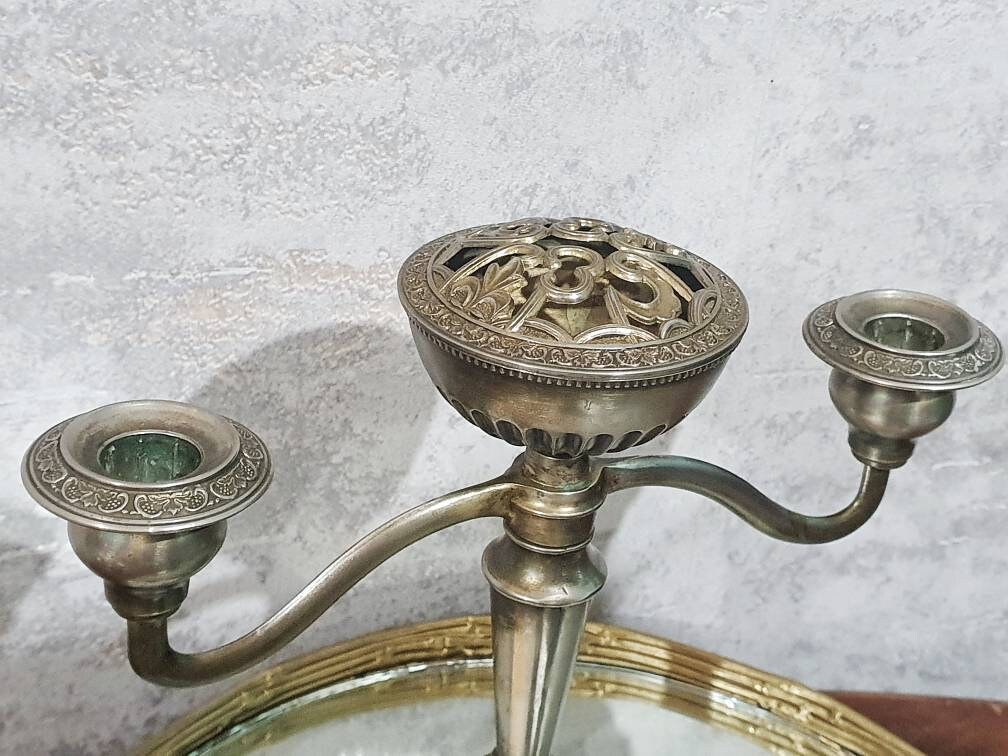 Vintage Silver Plated Candle Holder / Candle labra with | Etsy