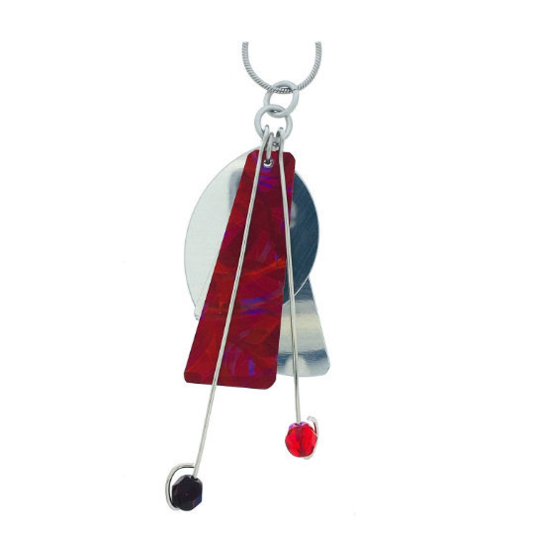 Anodized Aluminum Sheet and Wire Necklace With Crystal Beads, Unique ...
