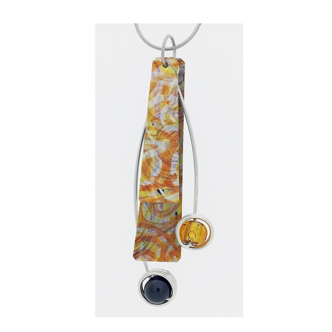 Anodized Aluminum Sheet and Wire Reversible Large Necklace With Beads ...