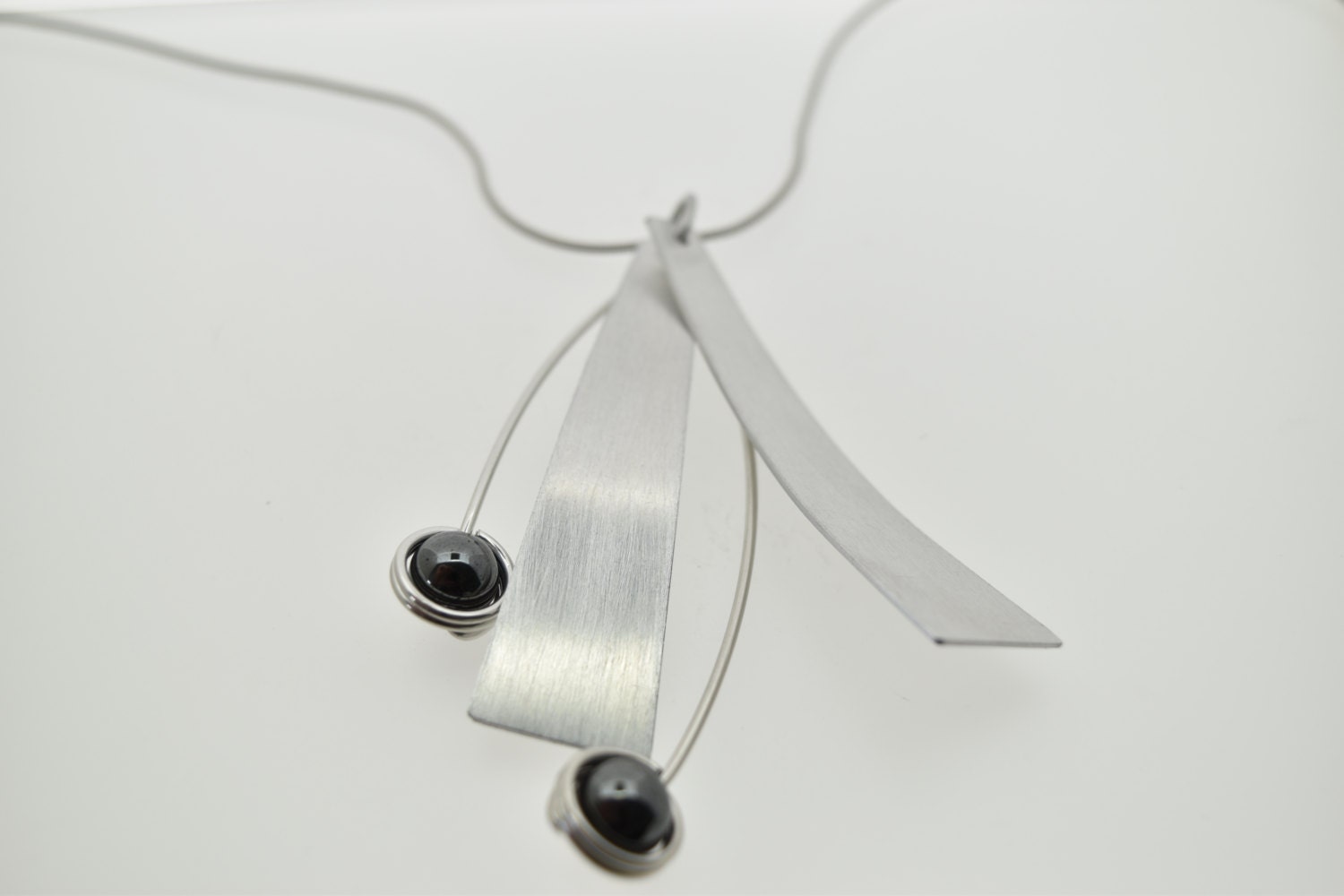 Anodized Aluminum Sheet and Wire Large Necklace With Hematite - Etsy