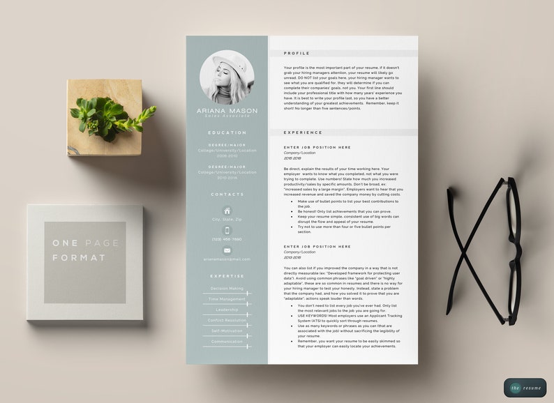 3 Page Resume Template Cover Letter and References Template for MS Word ...