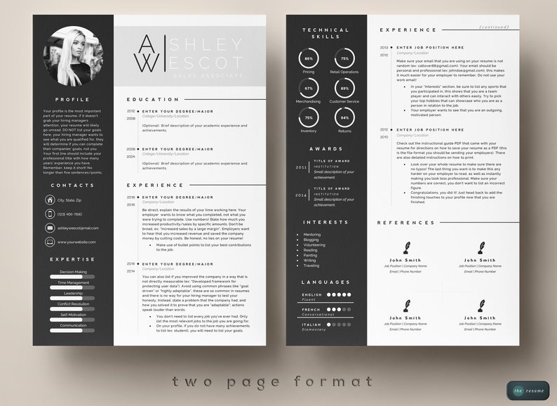3 Page Resume Template Cover Letter and References Template for MS Word ...