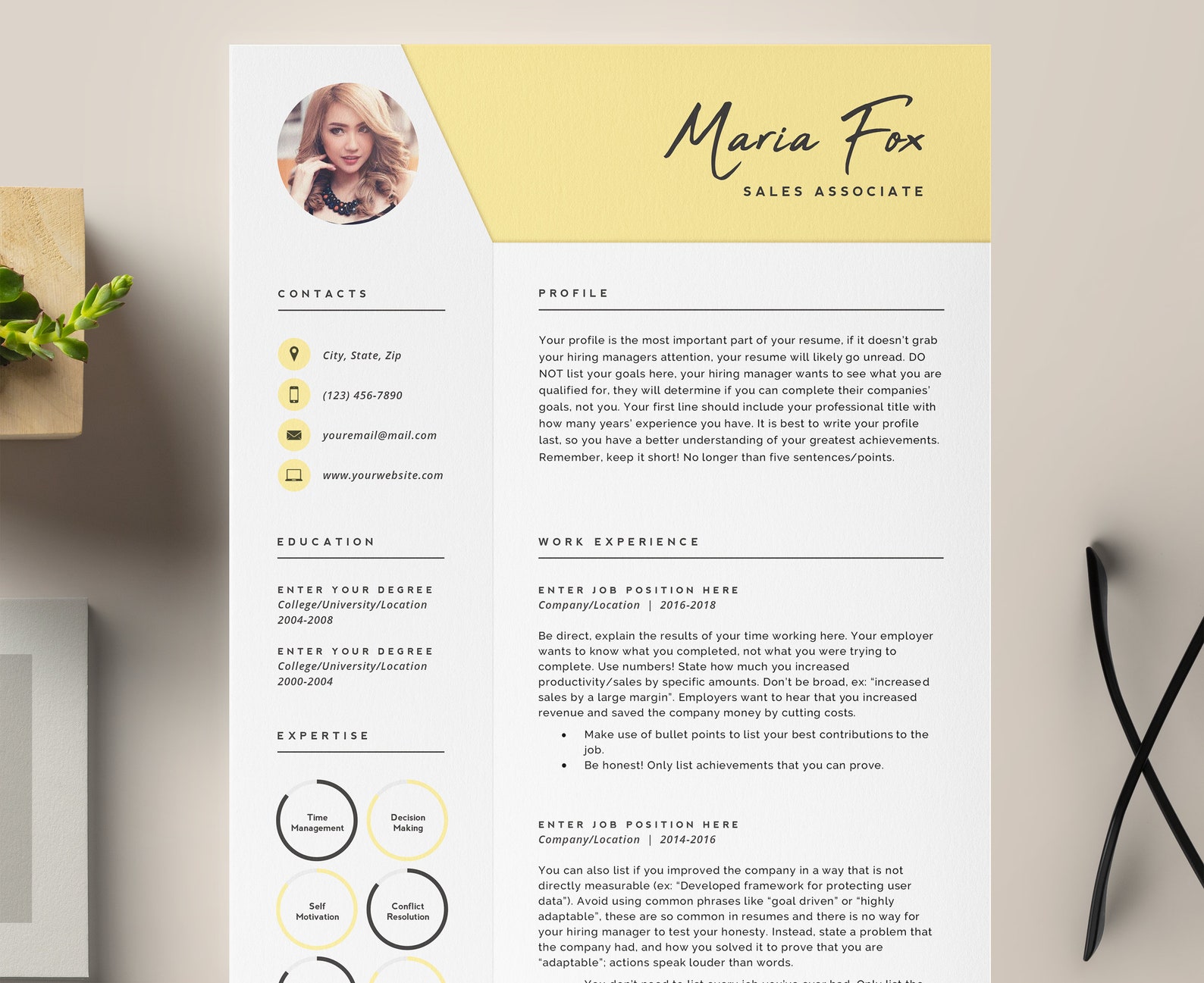 3 Page Resume Template Cover Letter and References Template for MS Word ...