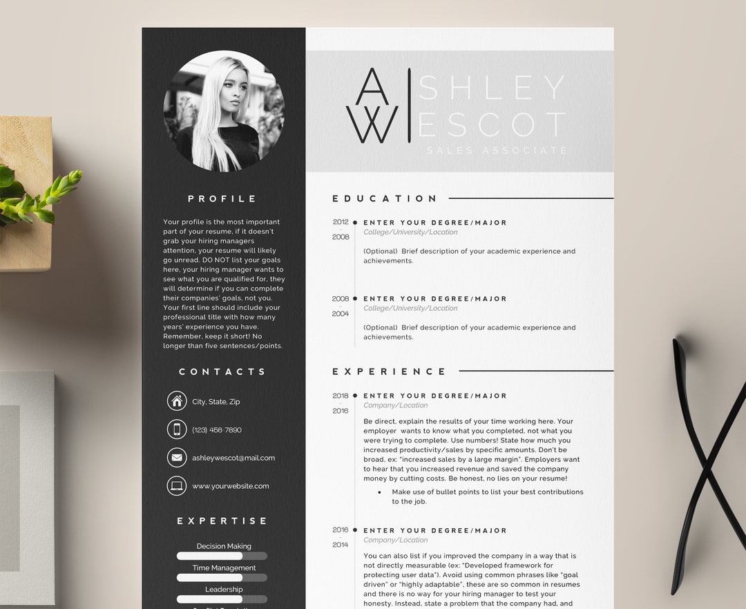 3 Page Resume Template Cover Letter and References Template for MS Word ...