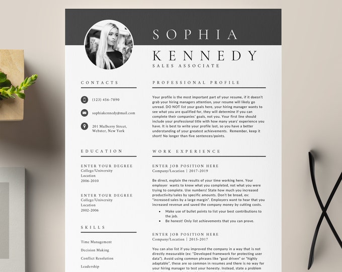 Resume Template and Cover Letter + References Template for Word | DIY Printable 5 Pages | the ...