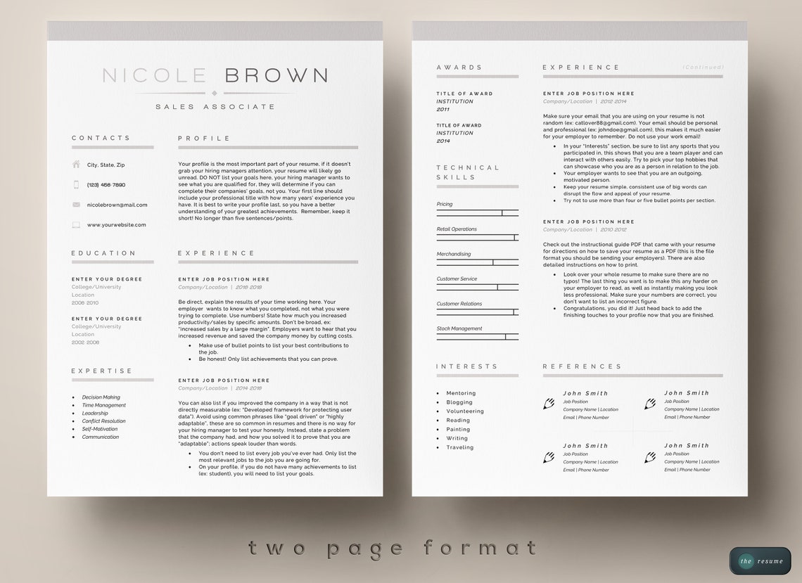 1 2 3 Page Resume Template Cover Letter and References Template for MS ...
