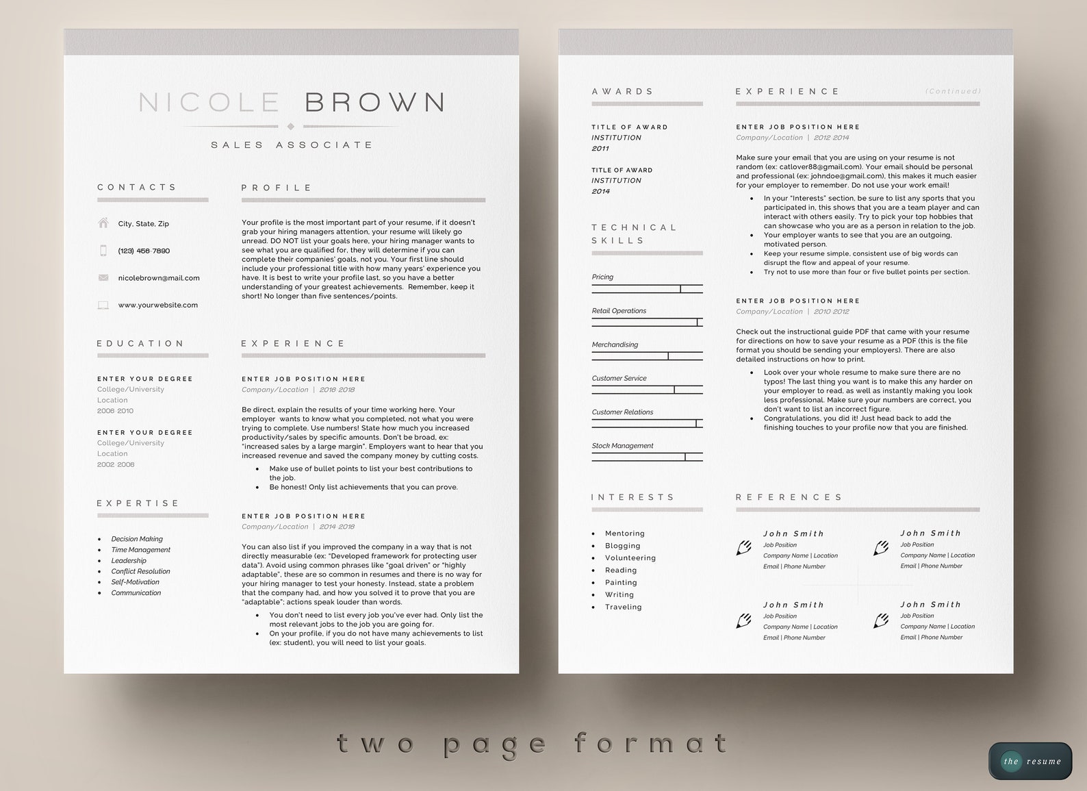 1 2 3 Page Resume Template Cover Letter and References Template for MS ...