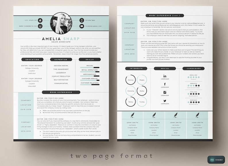 3 Page Resume Template Cover Letter and References Template for MS Word ...