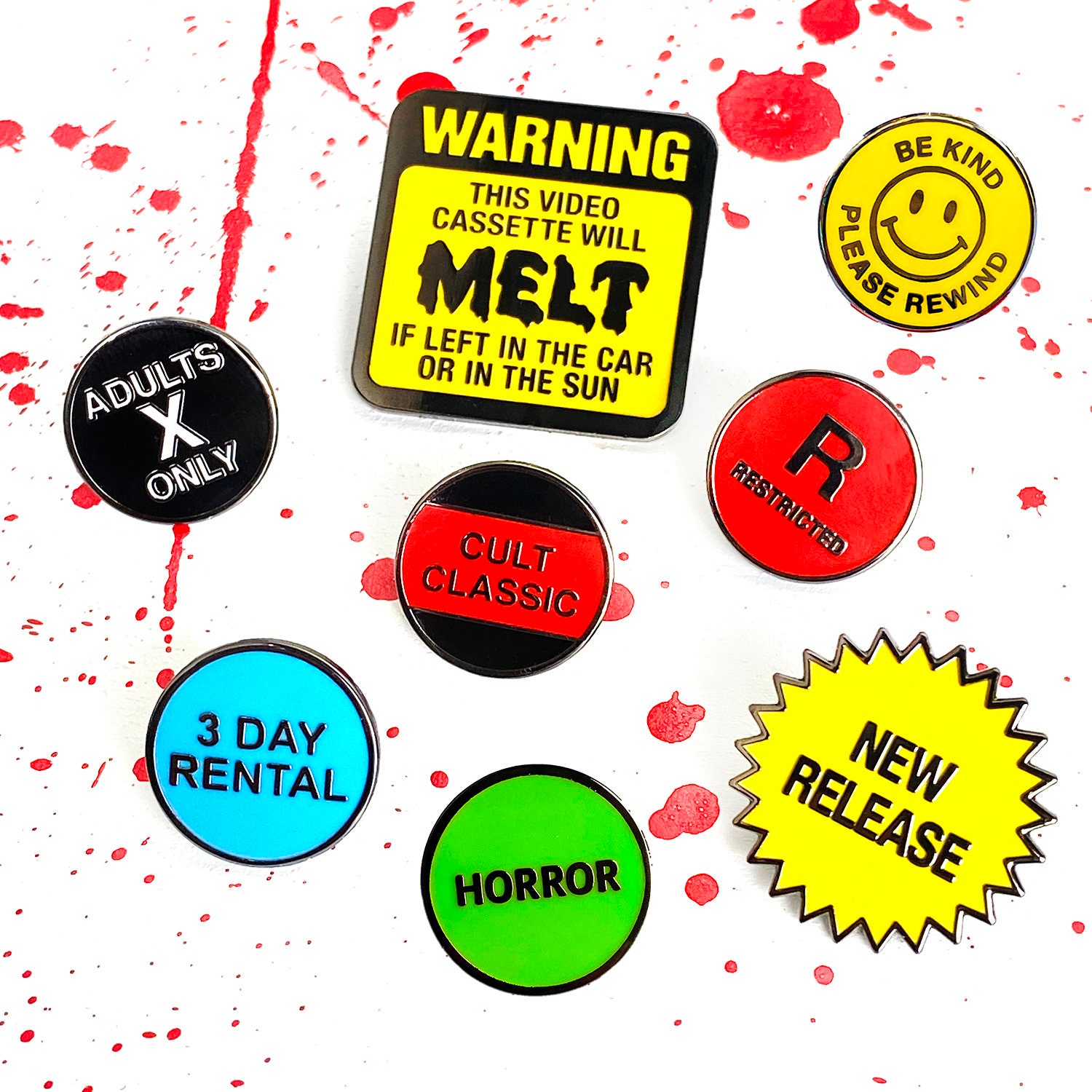 8pc VHS Sticker Enamel Pin Set - Etsy