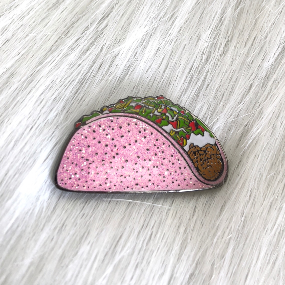 Pink Taco Enamel Pin V3 Glitter - Etsy