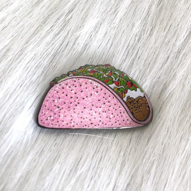 Pink Taco Enamel Pin V3 Glitter - Etsy