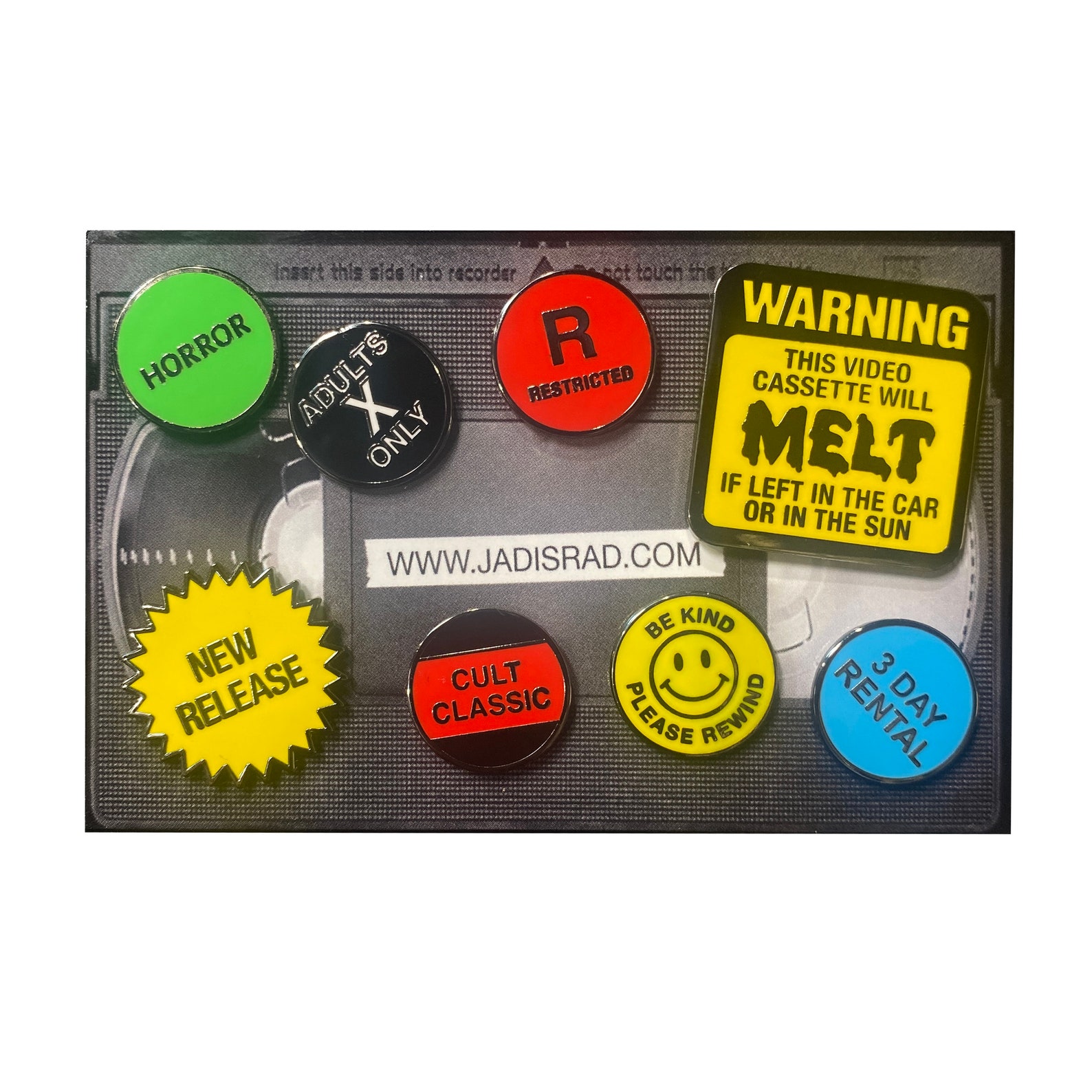 8pc VHS Sticker Enamel Pin Set - Etsy