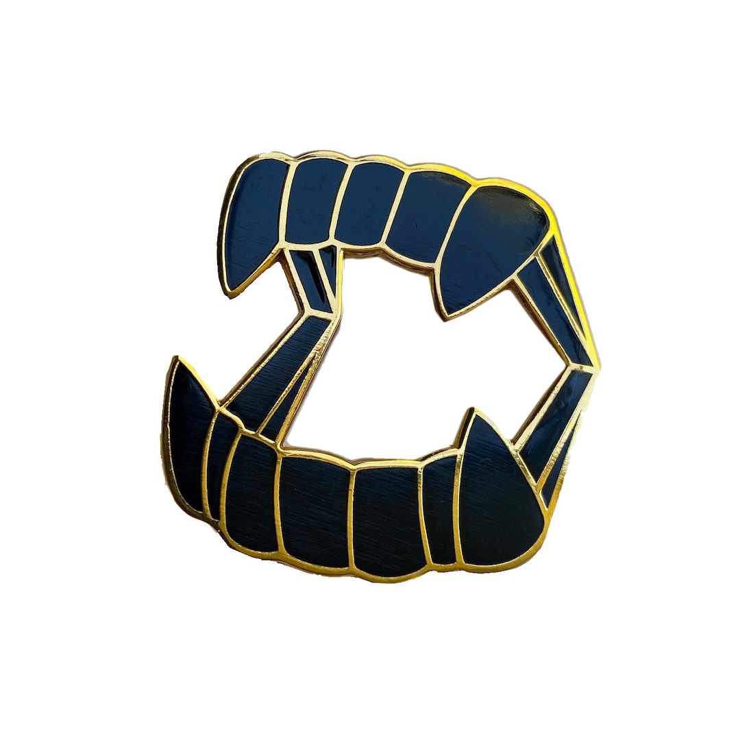 Vampire Teeth - Black / Gold - Enamel Pin - Etsy