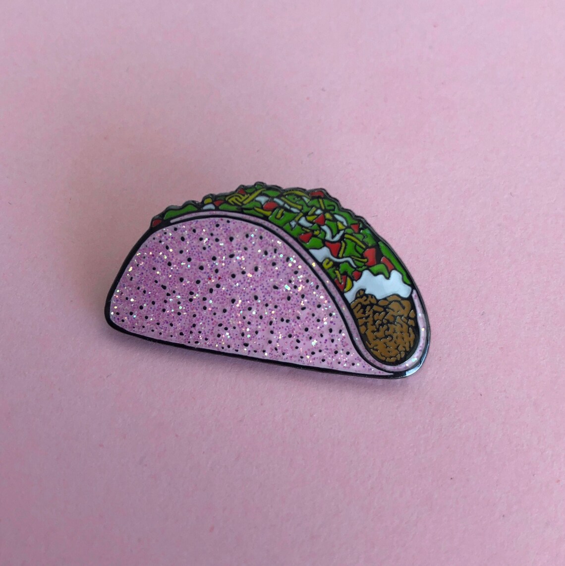Pink Taco Enamel Pin V3 Glitter | Etsy