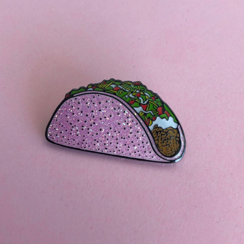Pink Taco - Enamel Pin - V3 Glitter - Etsy