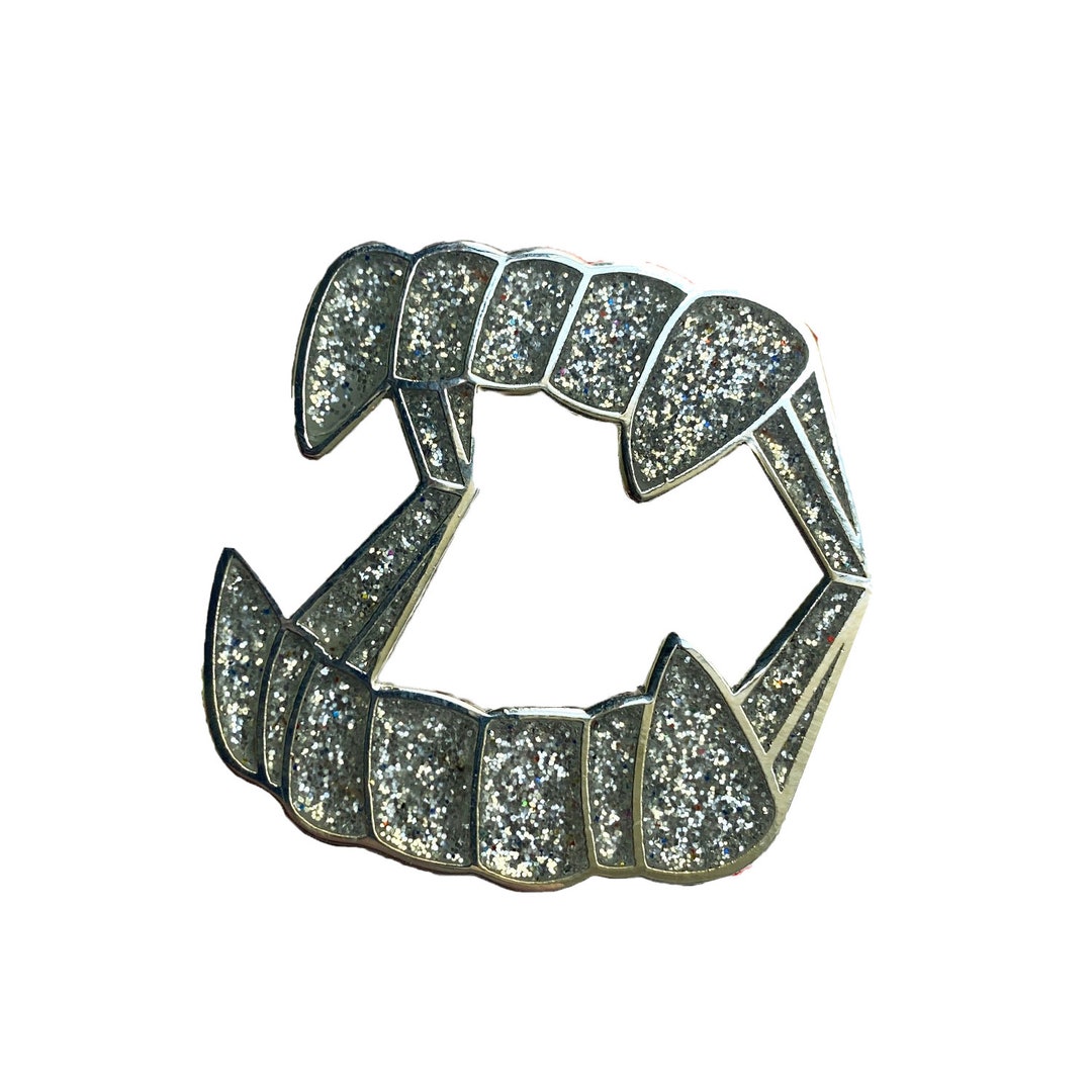 Vampire Teeth - Silver Glitter - Enamel Pin - Etsy