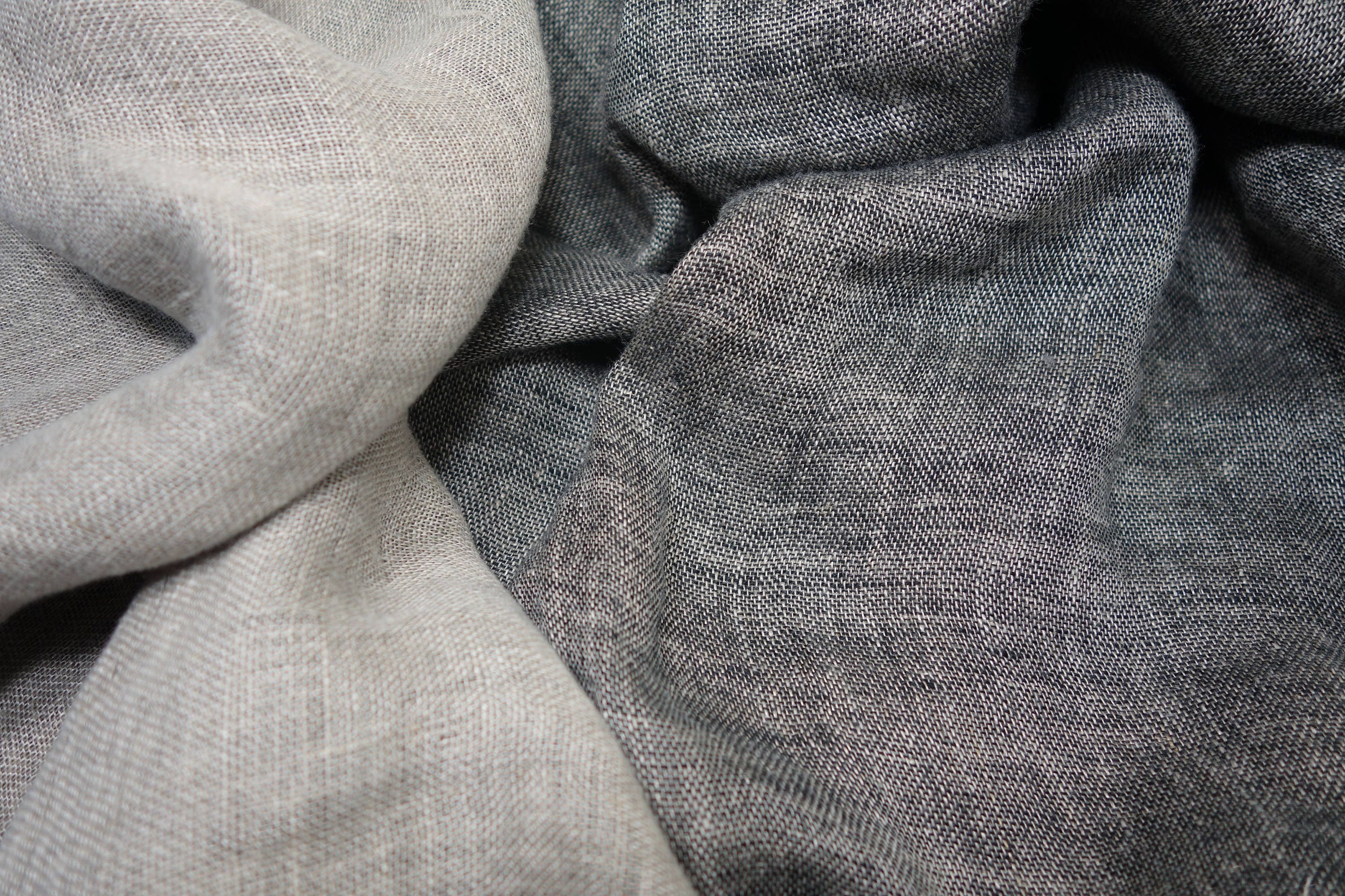 Pure Linen Fabric, Black Beige Melange Linen, Double Layer Linen 240 ...