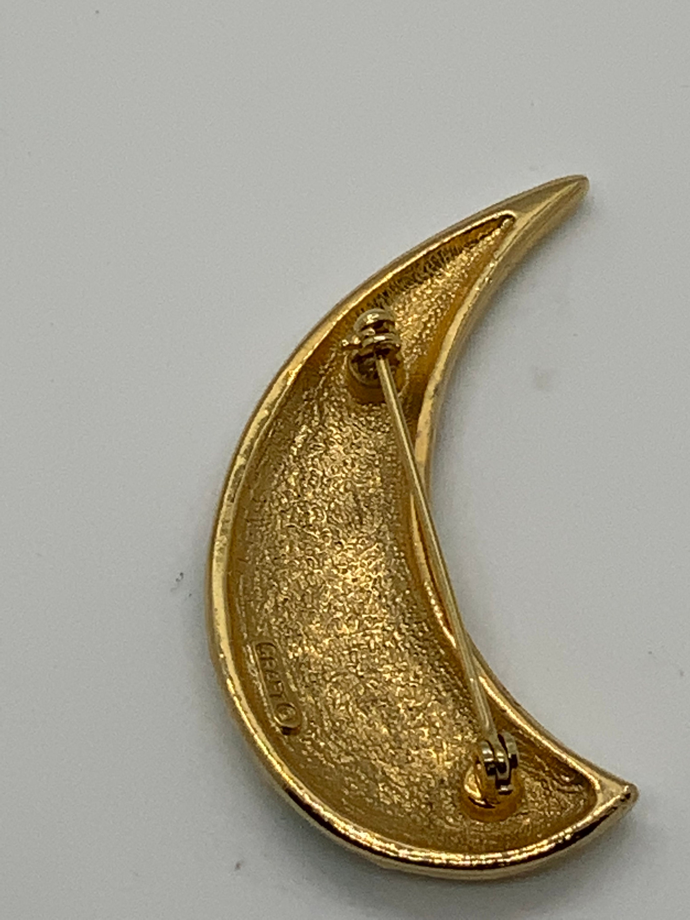 Moon Brooch, Vintage Enamel Brooch - Etsy UK