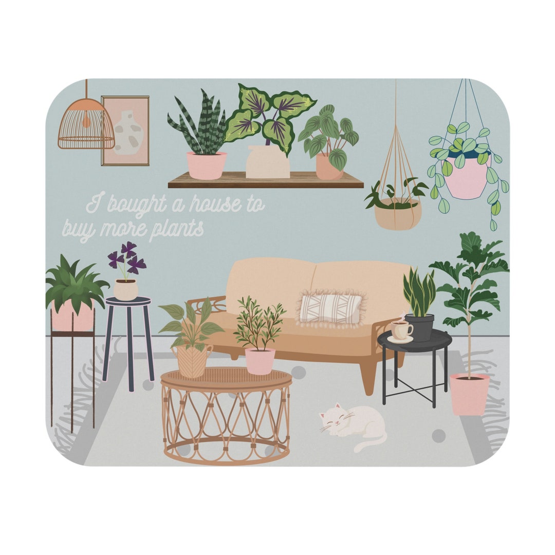 Plants Theme Mouse Pad / Home Office Accessory / Feminine Mouse Pad ...