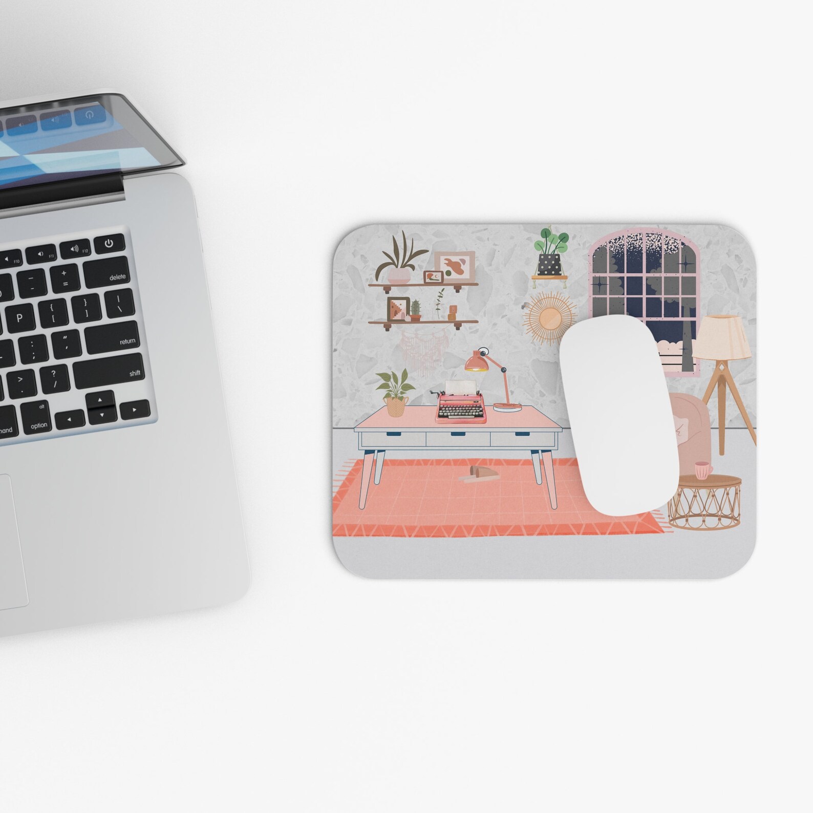 Mouse Pad With an Illustration of the Perfect Home Office / Dark Blue ...