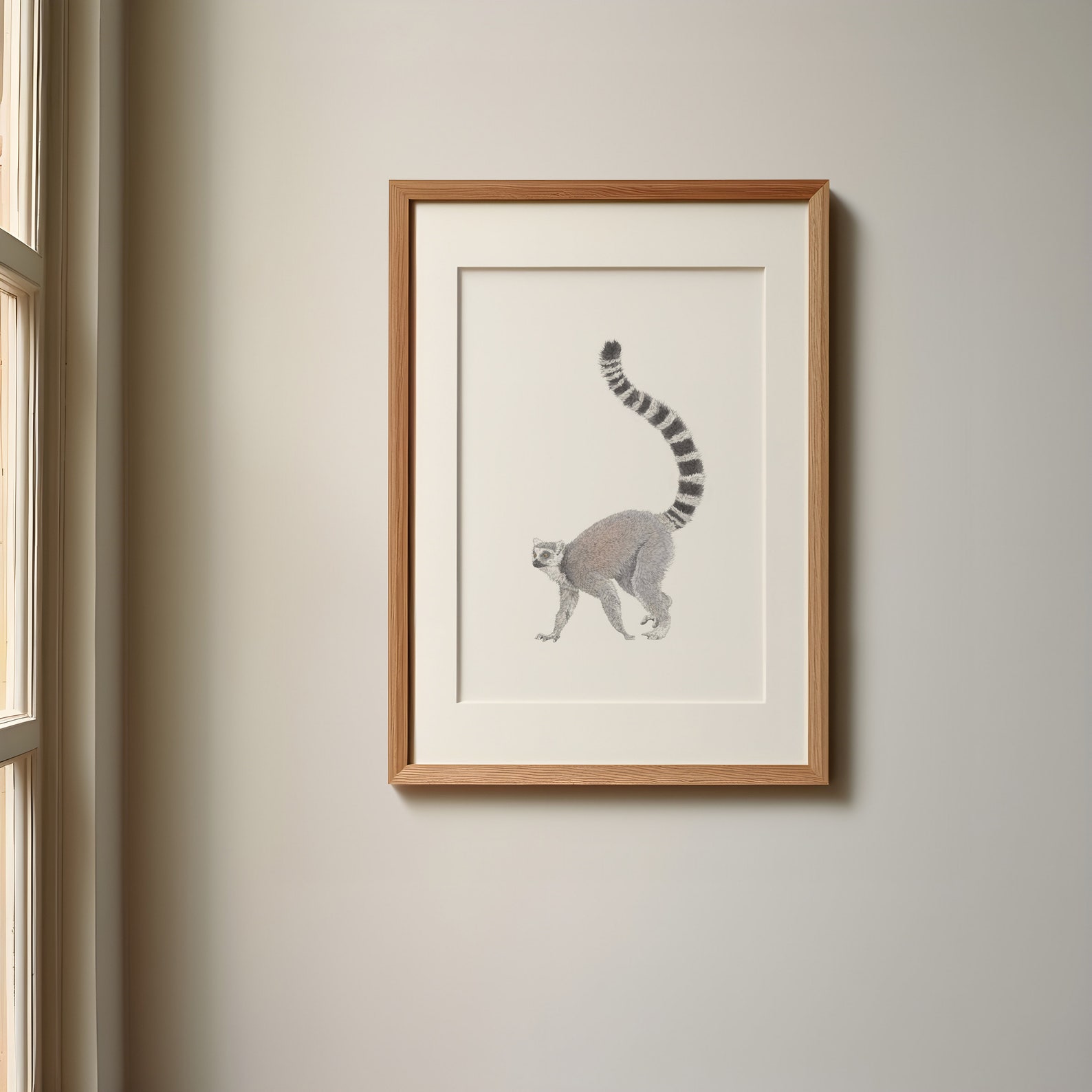 Ring Tailed Lemur Art Print, Personalised Wildlife Artwork, Forestcore ...