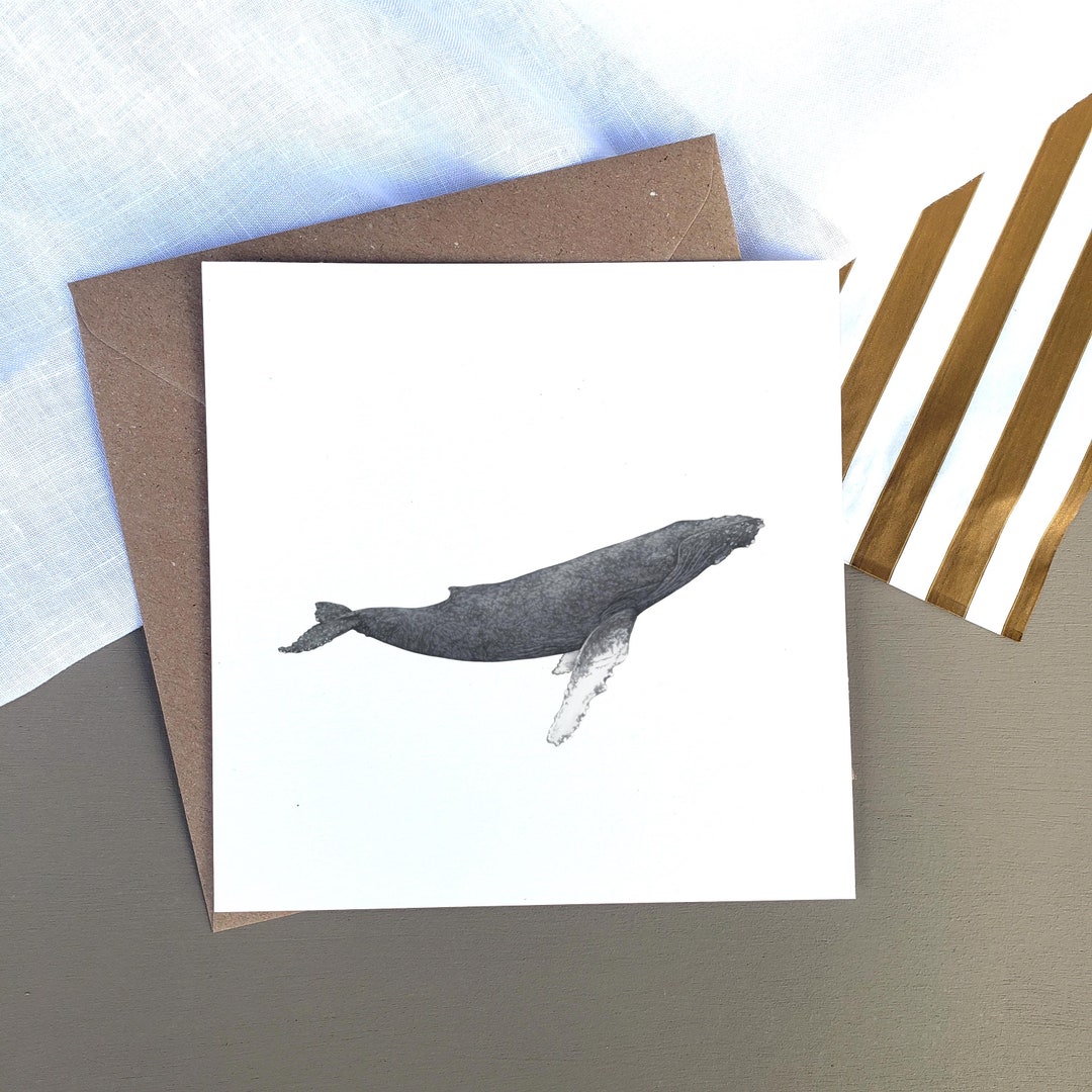 Humpback Whale Card - Ocean Wildlife Card, Whale Lover Birthday Card ...