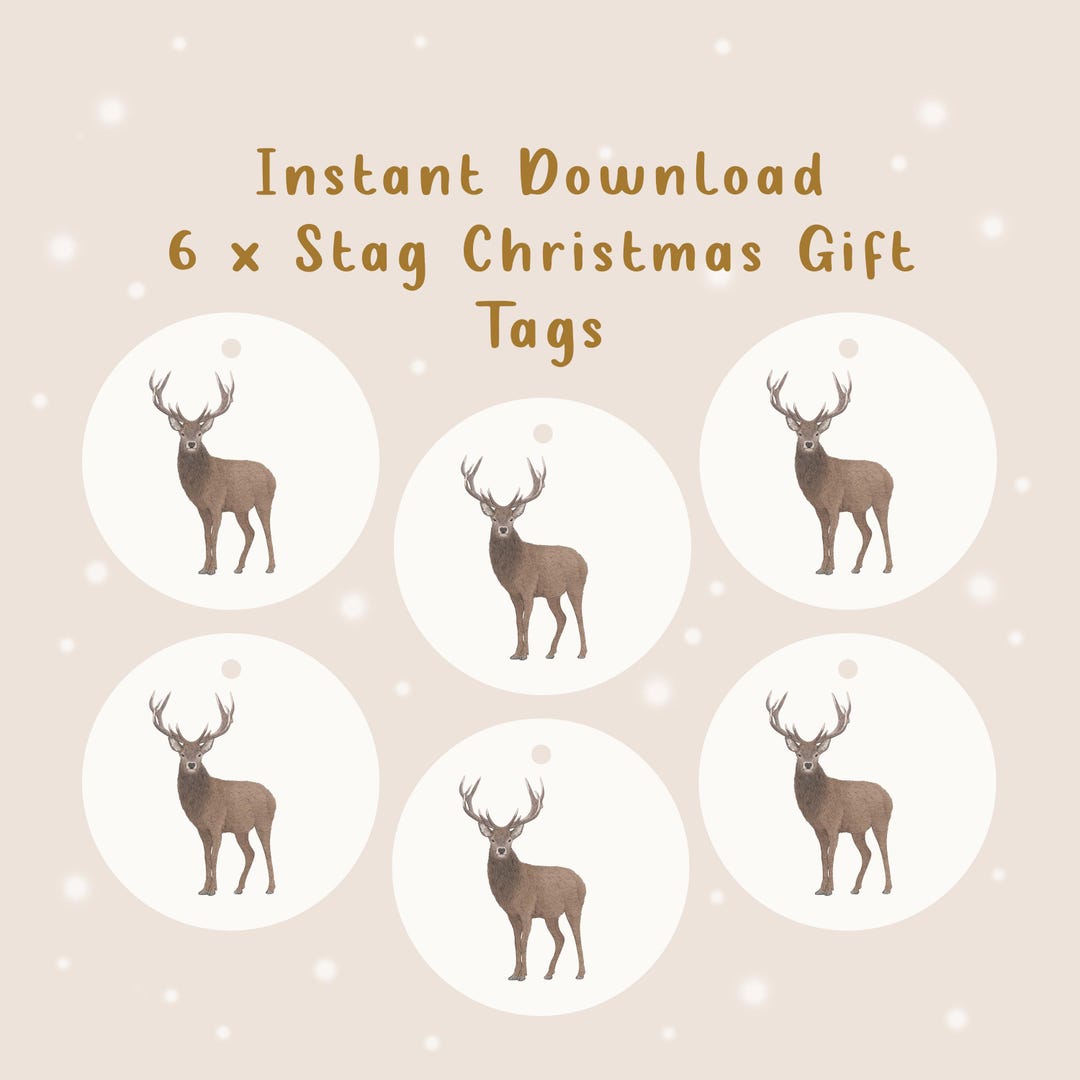 Christmas Stag Instant Download Gift Tags, Wildlife Red Deer ...
