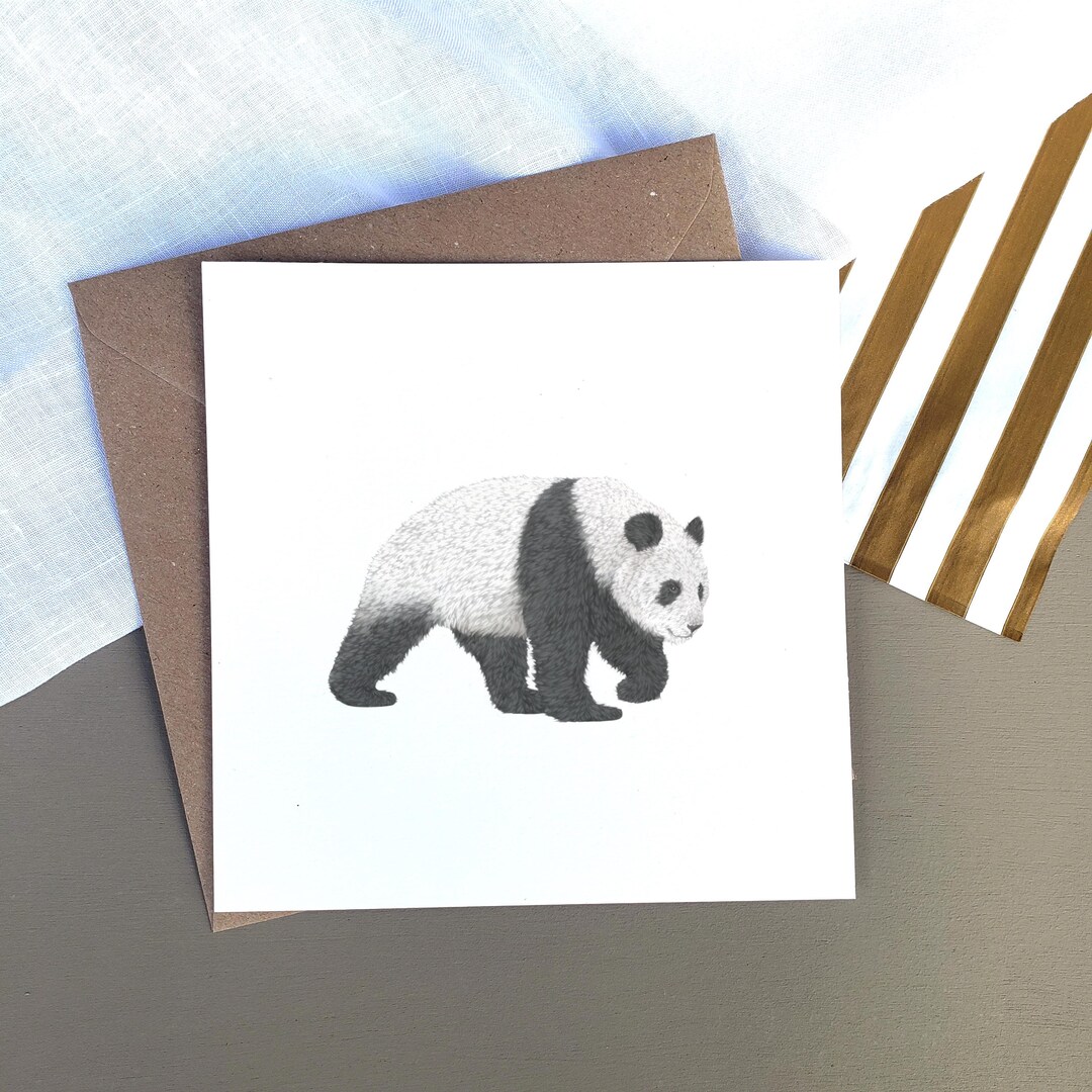 Panda Greeting Card Giant Panda Birthday Card, Fine Art Panda Bear ...