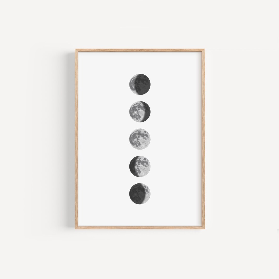 Moon Phases Pencil Illustration Print, Personalised Space Wall Artwork ...