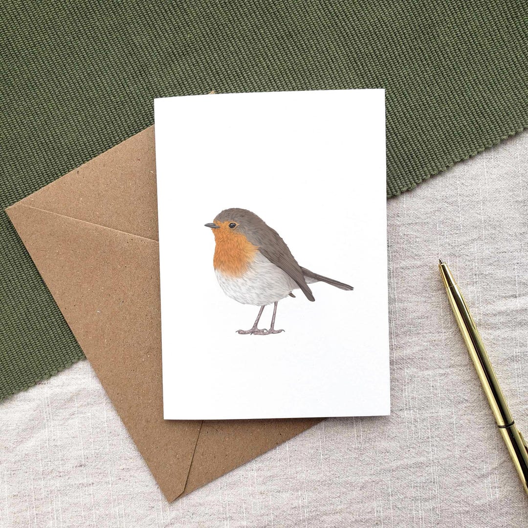 Robin Card – Robin Birthday Card for Mum, Blank Bird Card, Nature ...