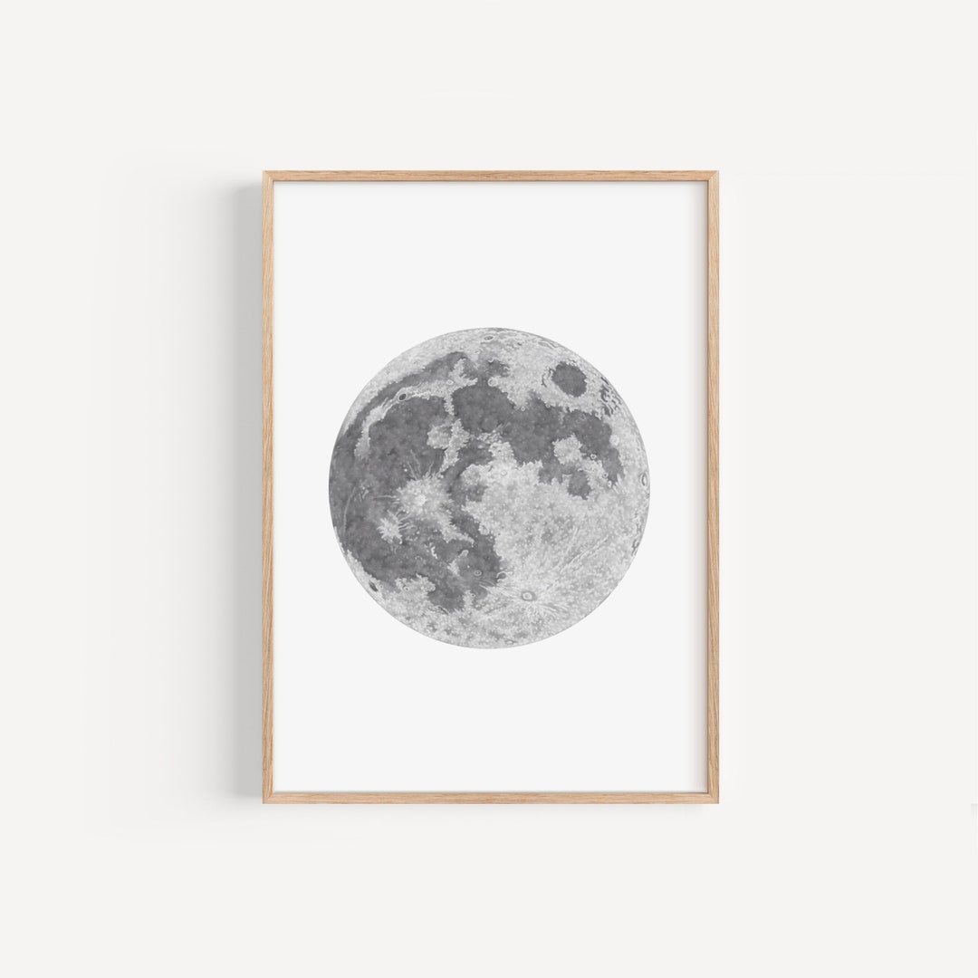 Moon Art Print, Hand Drawn Pencil Drawing, Space Wall Art, Personalised ...