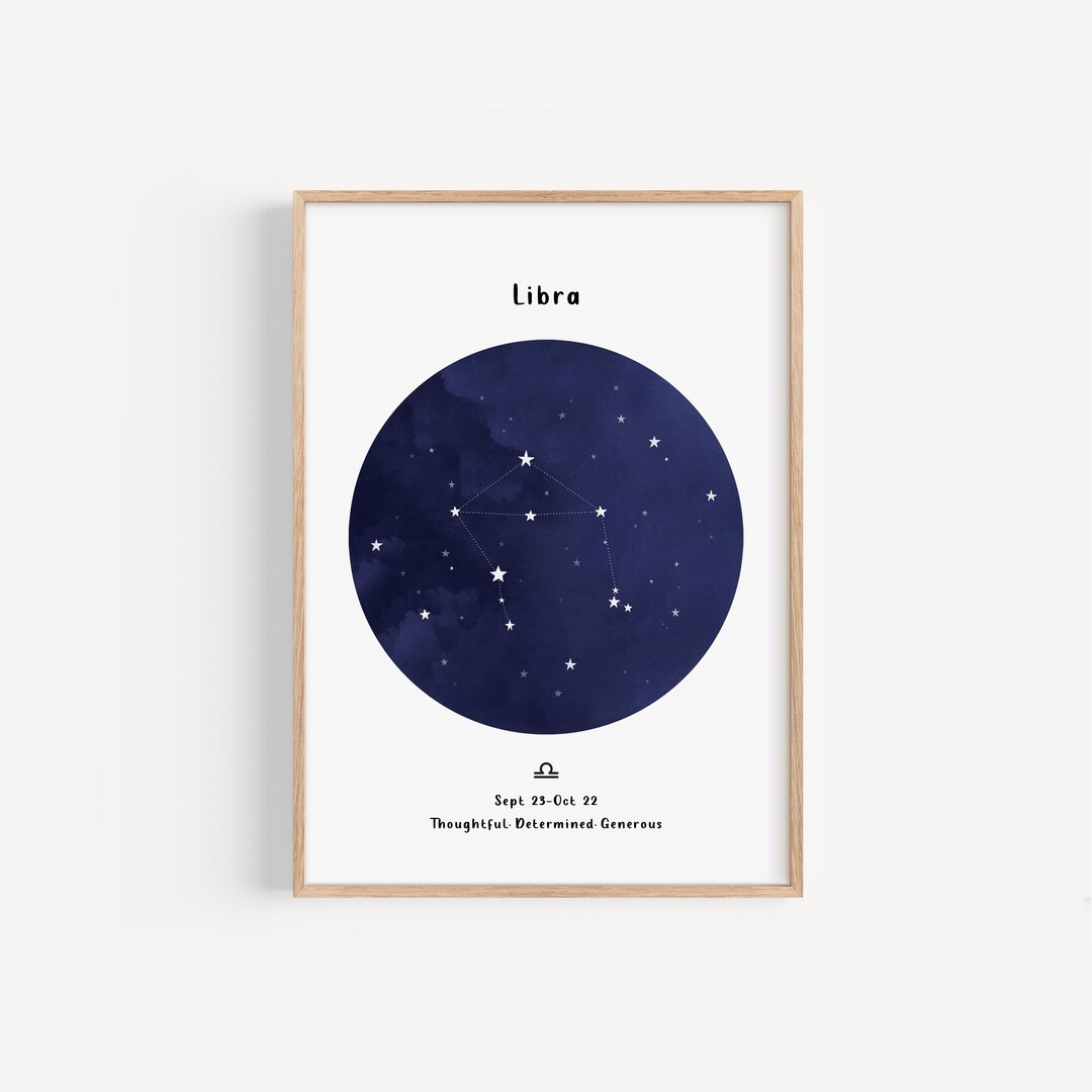 Libra Constellation Art Print, Watercolour Zodiac Digital Download ...
