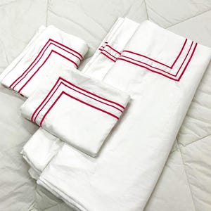 Pushp Linen 100% Cotton 400 TC Sateen Hotel Stitch Duvet Cover Set With 3 Colored Bands Classic ...