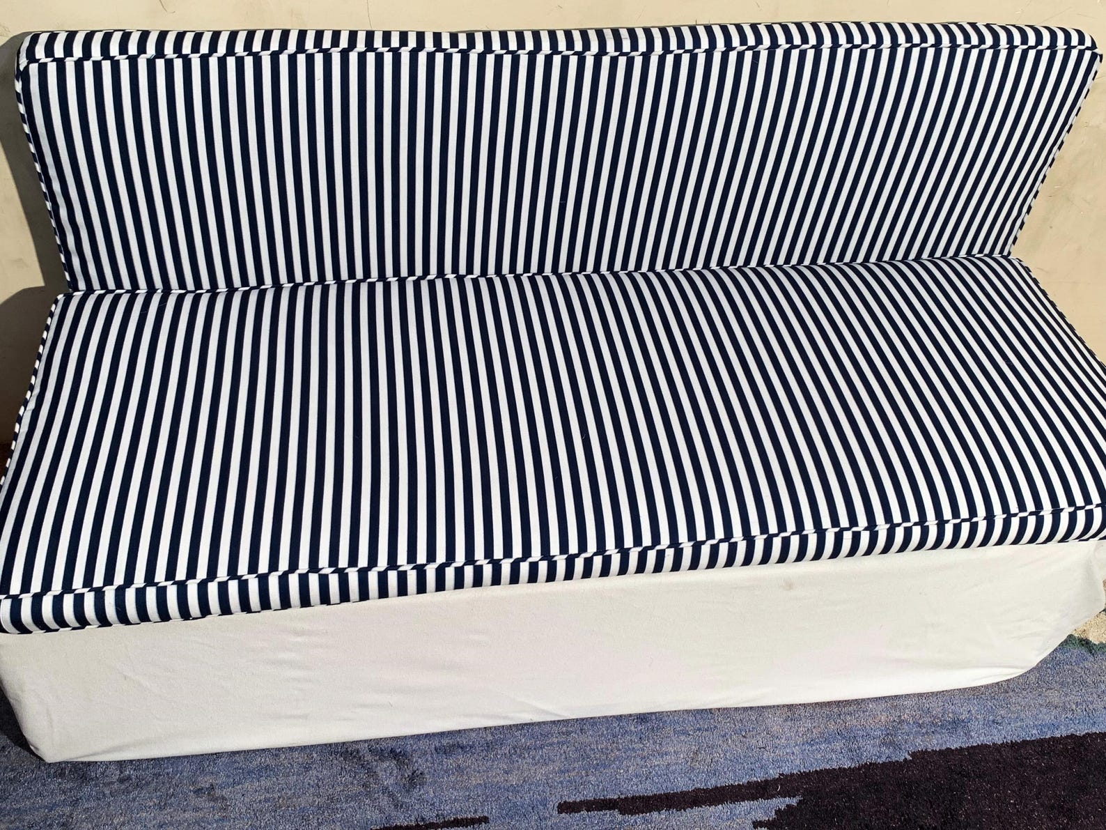 3" Thick - Water Resistant Bench Cushion in Stripe Pattern Custom ...