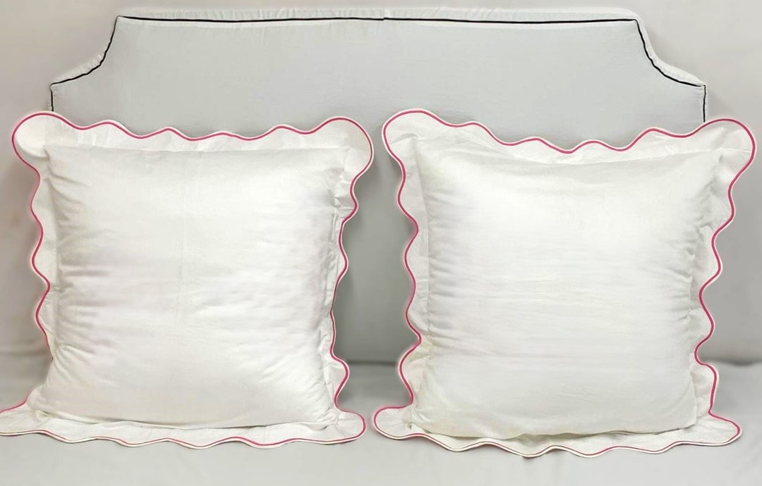 Pushp Linen Scalloped European Square Euro Shams and Pillow Shams 100% Cotton PACK OF 1 Super ...
